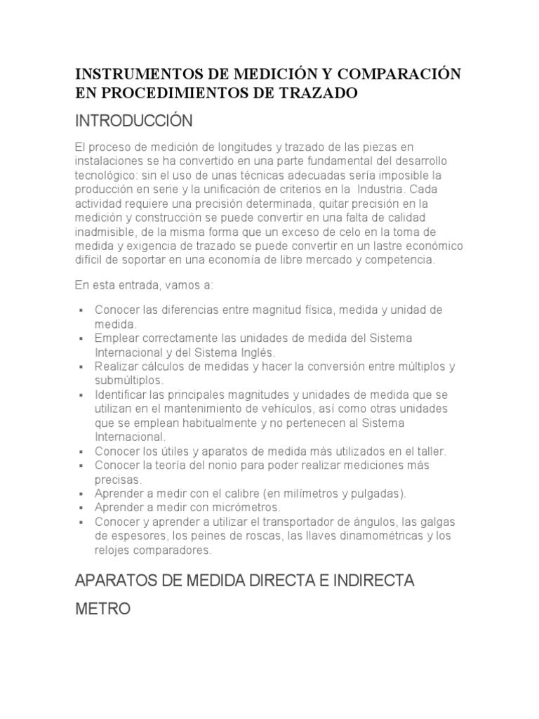 Instrumentos de Medición y Comparación en Procedimientos de Trazado ...