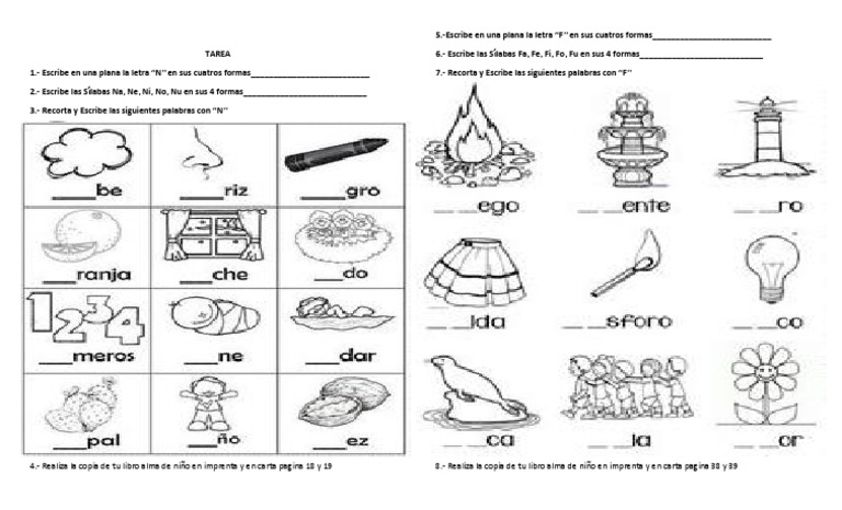 Palabras con NF para Primaria | PDF