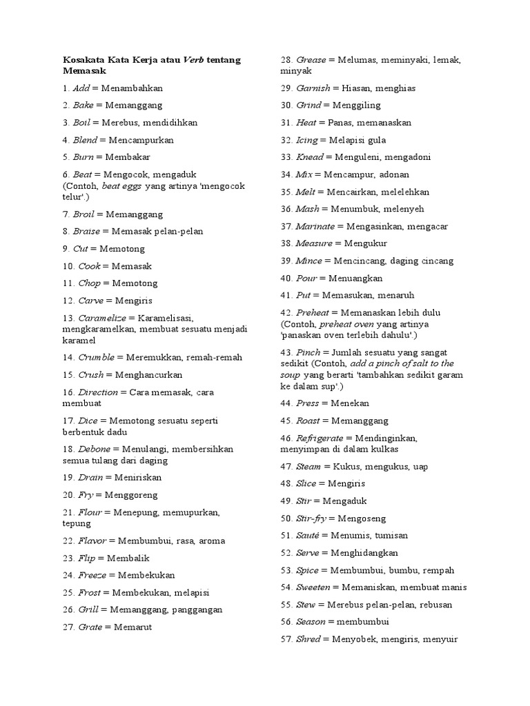 Kosakata Kata Kerja | PDF