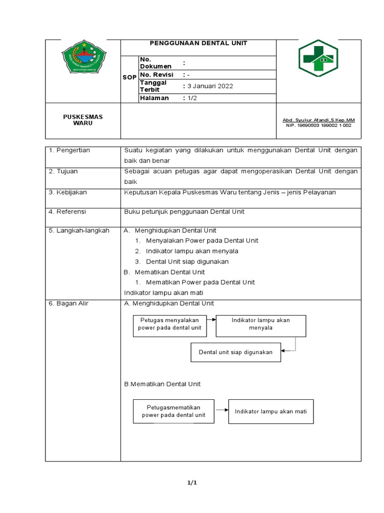 Penggunaan Dental Unit | PDF