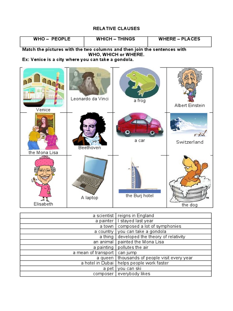 Understanding Relative Clauses: Who, Which, Where | PDF | Art | Young Adult