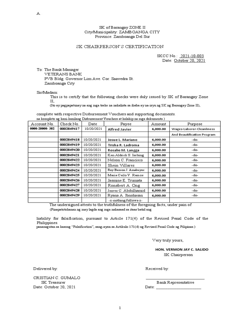 Annex 8-SK CHAIRPERSON'S CERTIFICATION | PDF