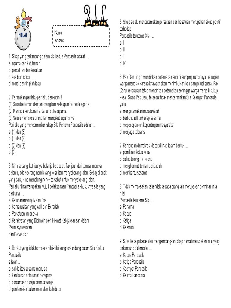 Soal PPKN Kelas 6 Tema 1 | PDF
