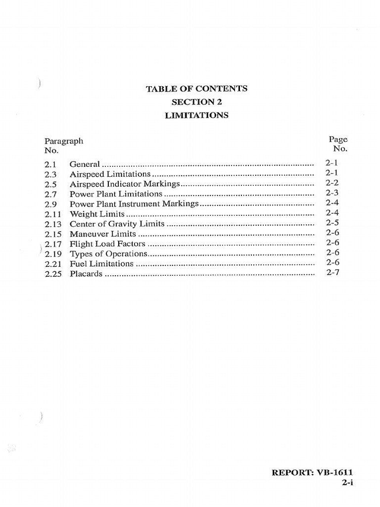 POH Section 2 - Limitations | PDF
