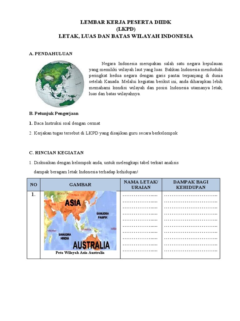 LKPD Letak dan Luas Wilayah Indonesia | PDF