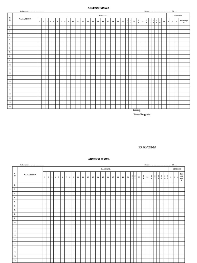 Absensi Siswa THN23 | PDF