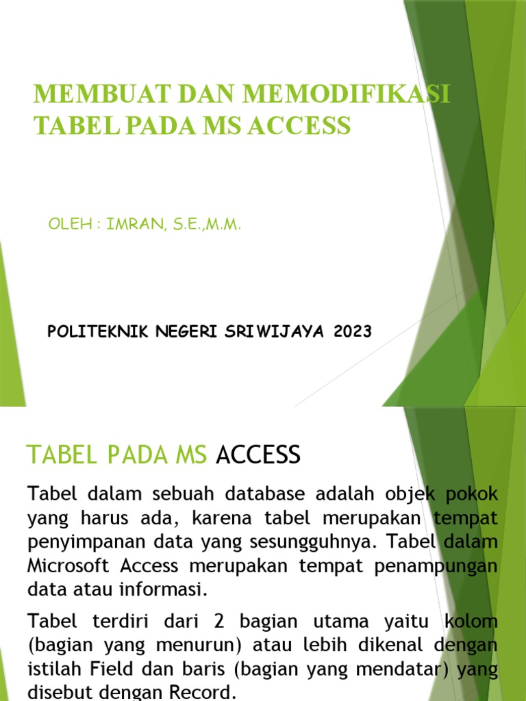 Pertemuan - 8 Membuat Dan Memodifikasi Tabel Pada MS Access | PDF
