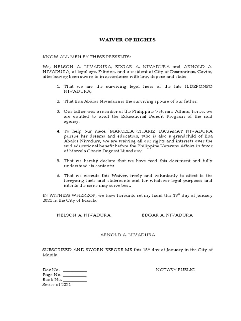 Waiver of Rights | PDF