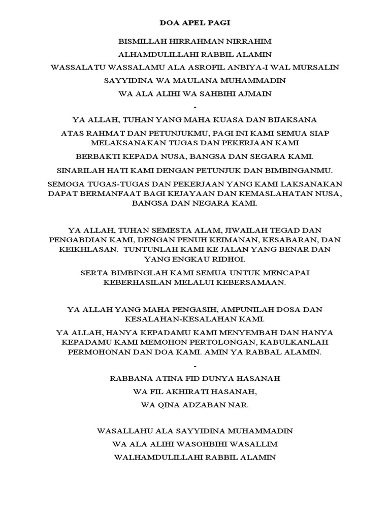 DOA APEL PAGI | PDF