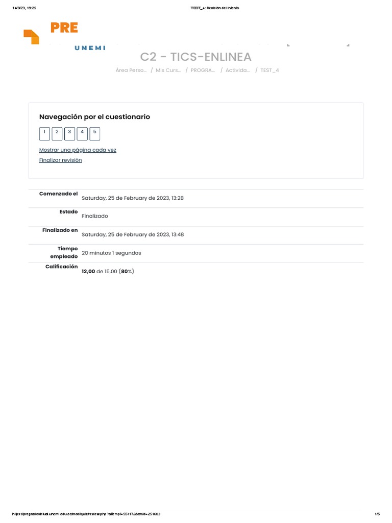 TEST PROGRAMACION 2s | PDF