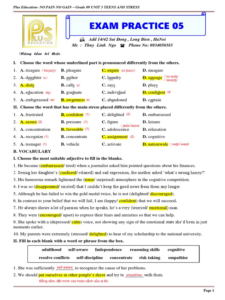 (KEY) 5.-Exam-Practice-5 | PDF | Wellness