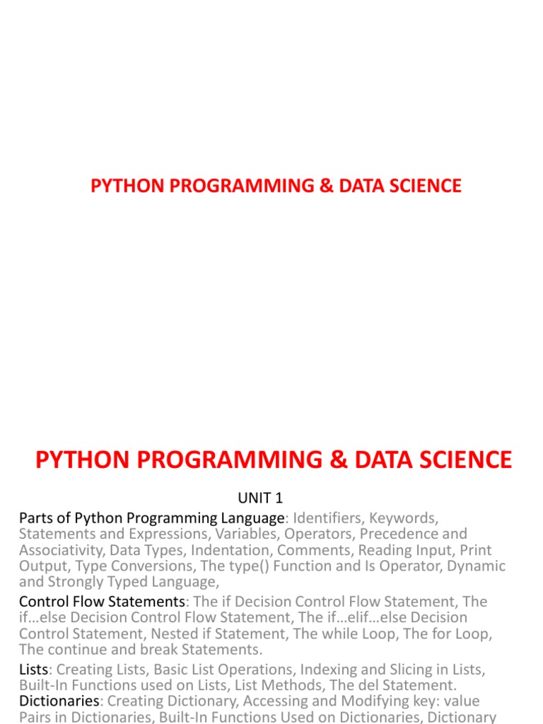 Unit 1 PPDS | PDF | Control Flow | Python (Programming Language)