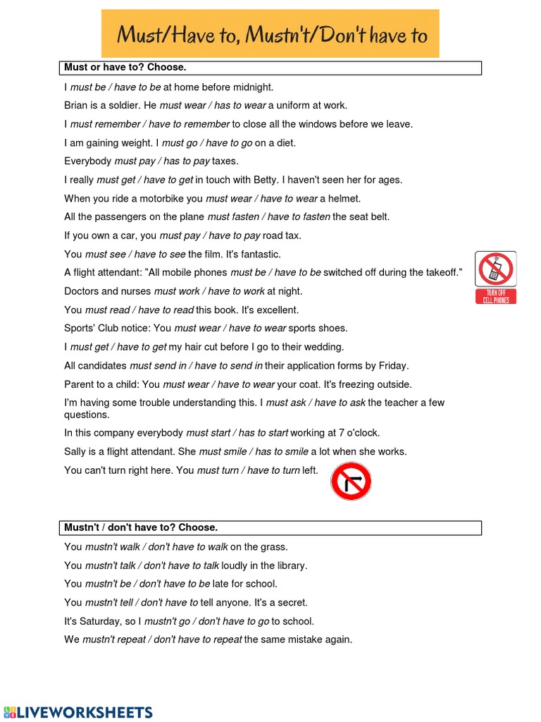 Must Vs Have To Exercises | PDF | Flight Attendant