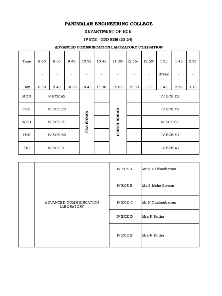 ECE IV Year Timetable 2023-2024 | PDF | Wireless Ad Hoc Network ...