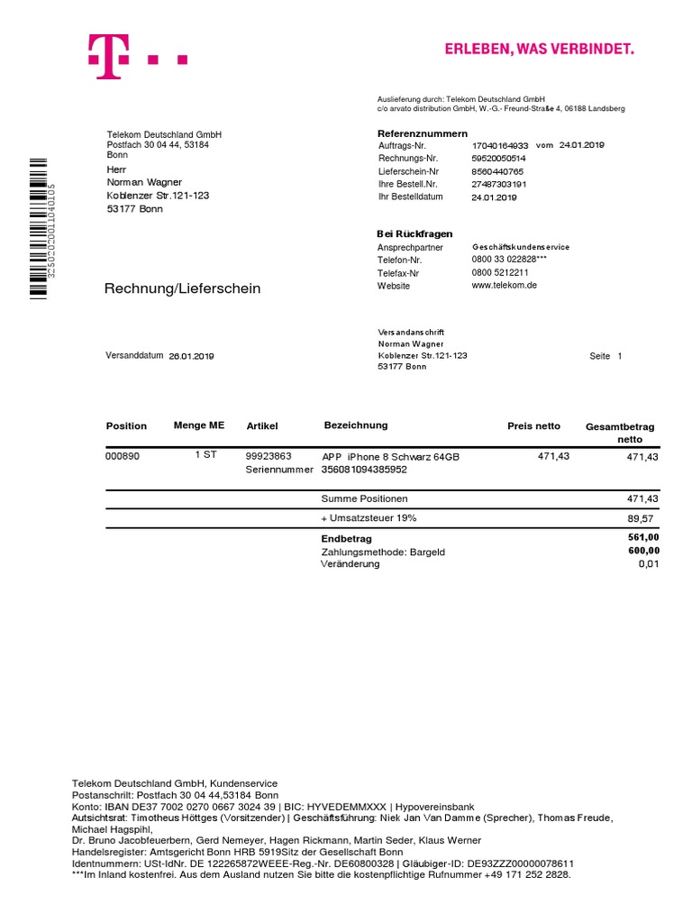 Erstaunlich Abrechnung Ueber Telekom Bildersarah8197