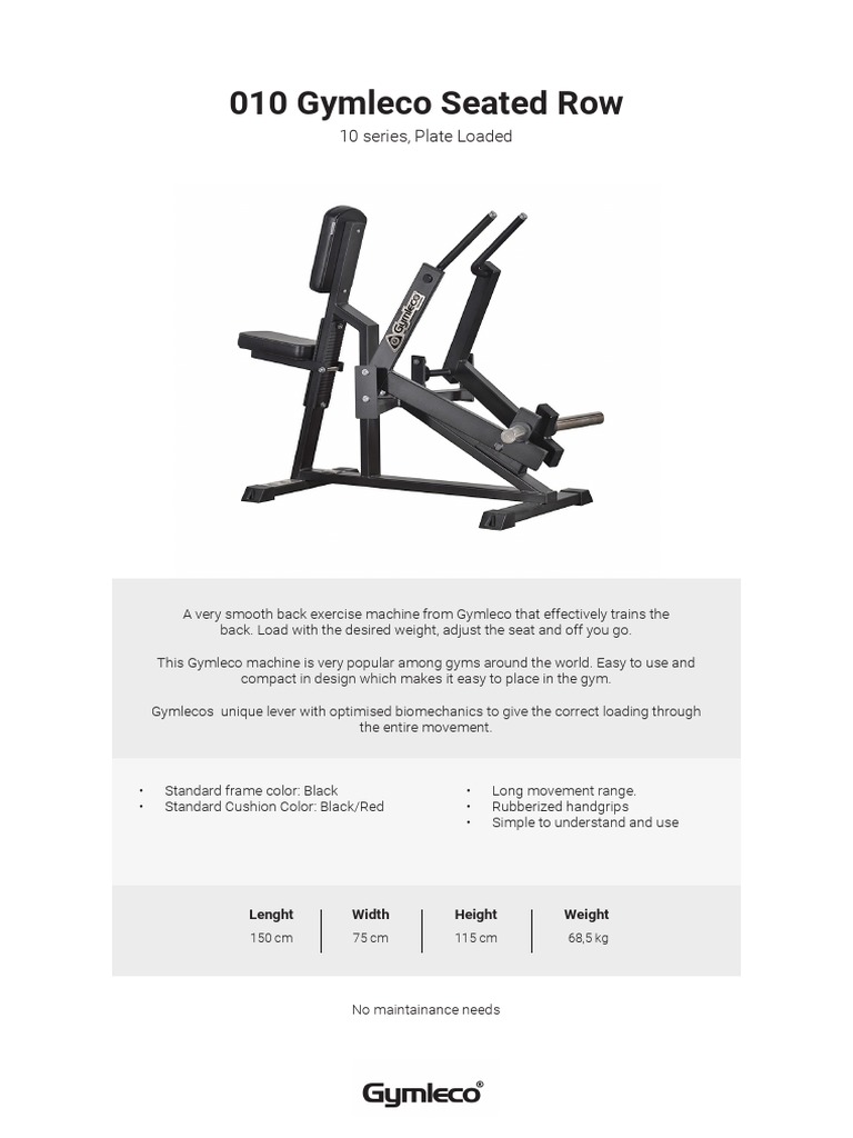 Gymleco Seated Row Machine Overview | PDF