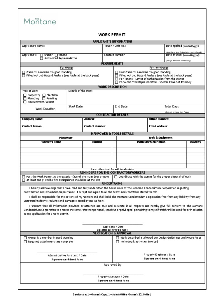 Form - Work Permit | PDF