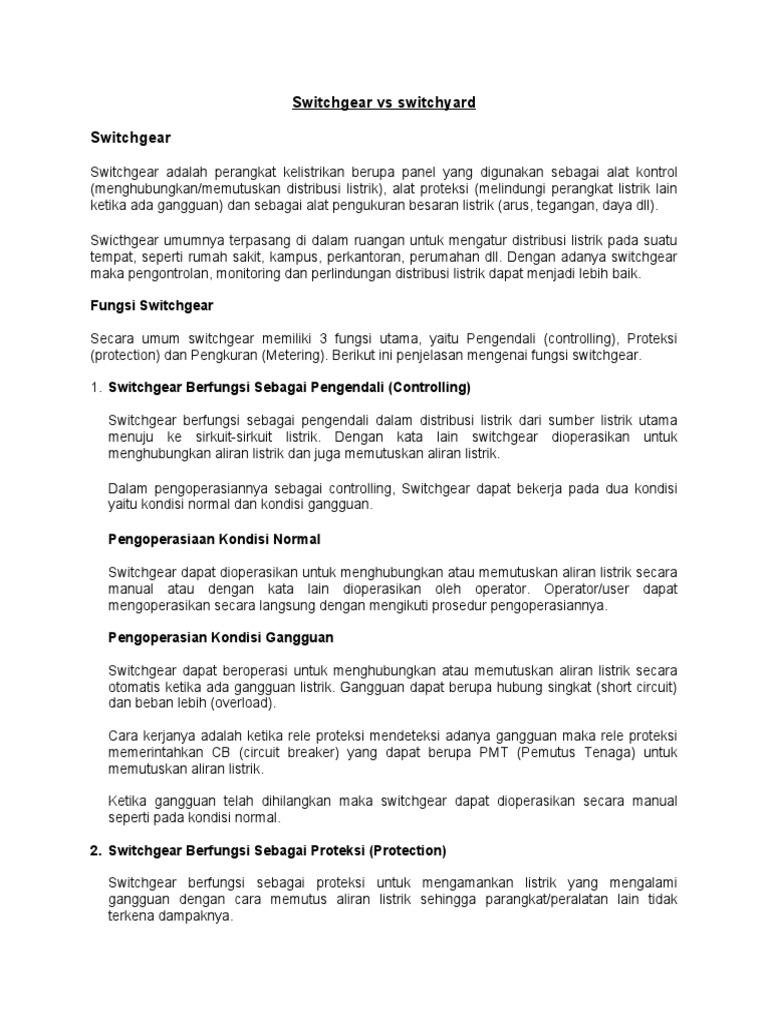 Switchgear Vs Switchyard | PDF