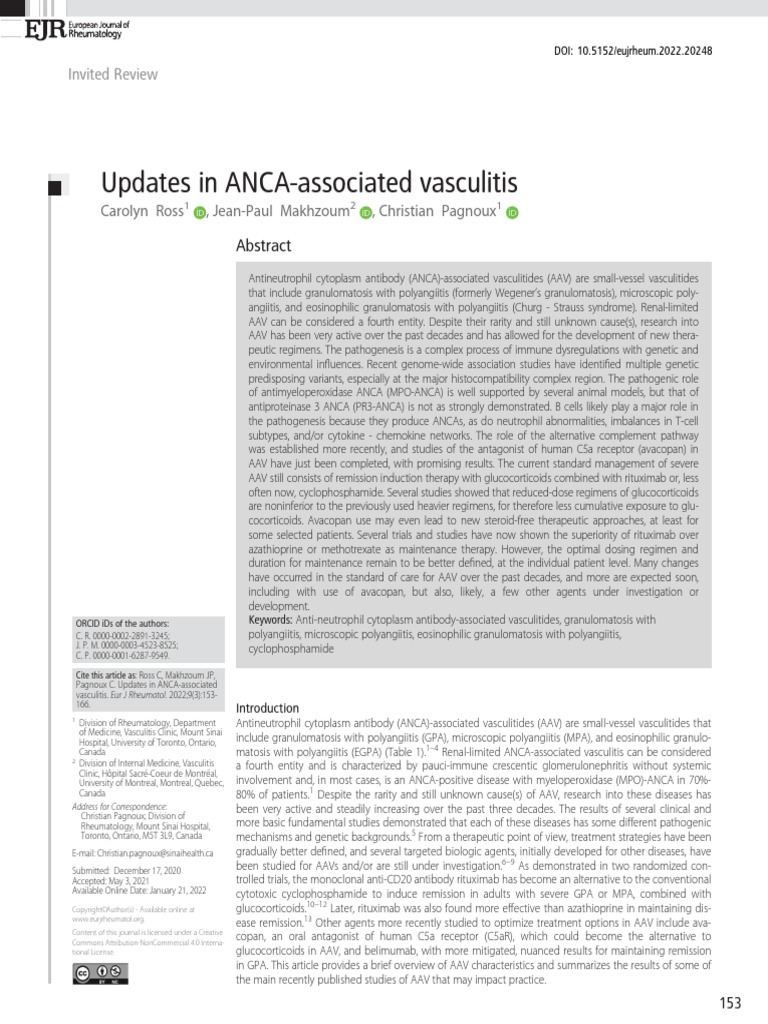 Updates in ANCA-associated Vasculitis | PDF