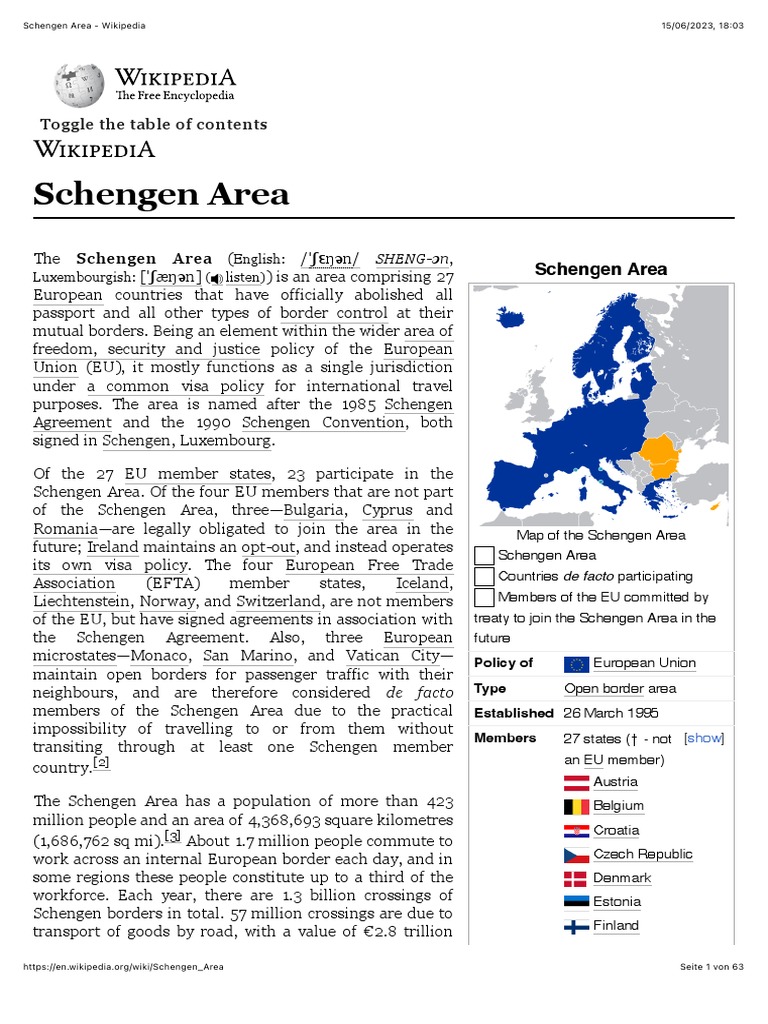 Schengen Area - Wikipedia EN | Download Free PDF | European Union ...