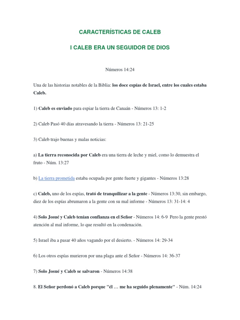 Características de Caleb | PDF | Libro de números | Jesús