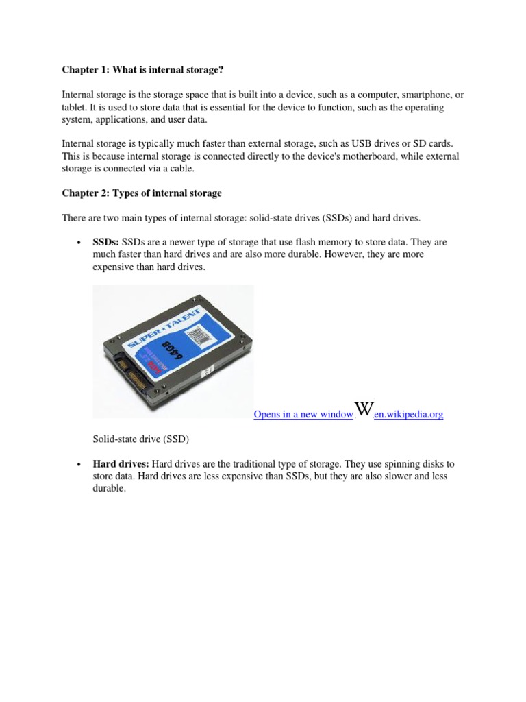 03 What Is Internal Storage | PDF | Solid State Drive | Computer Data Storage
