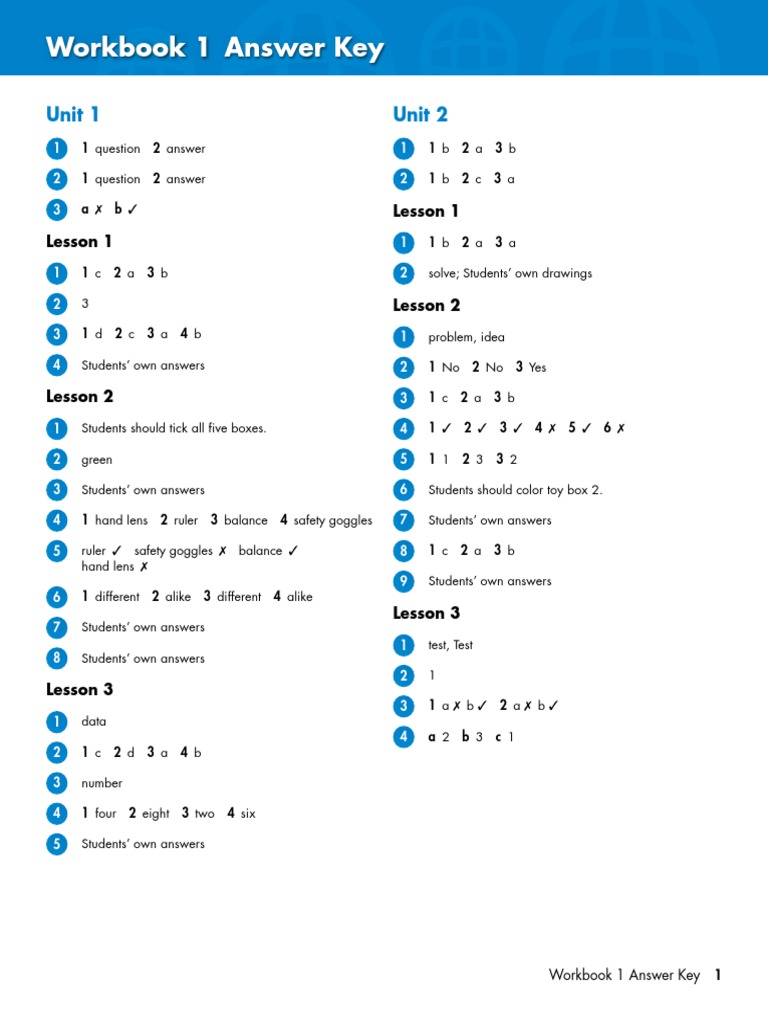 Big Science Workbook 1 Answer Key | PDF