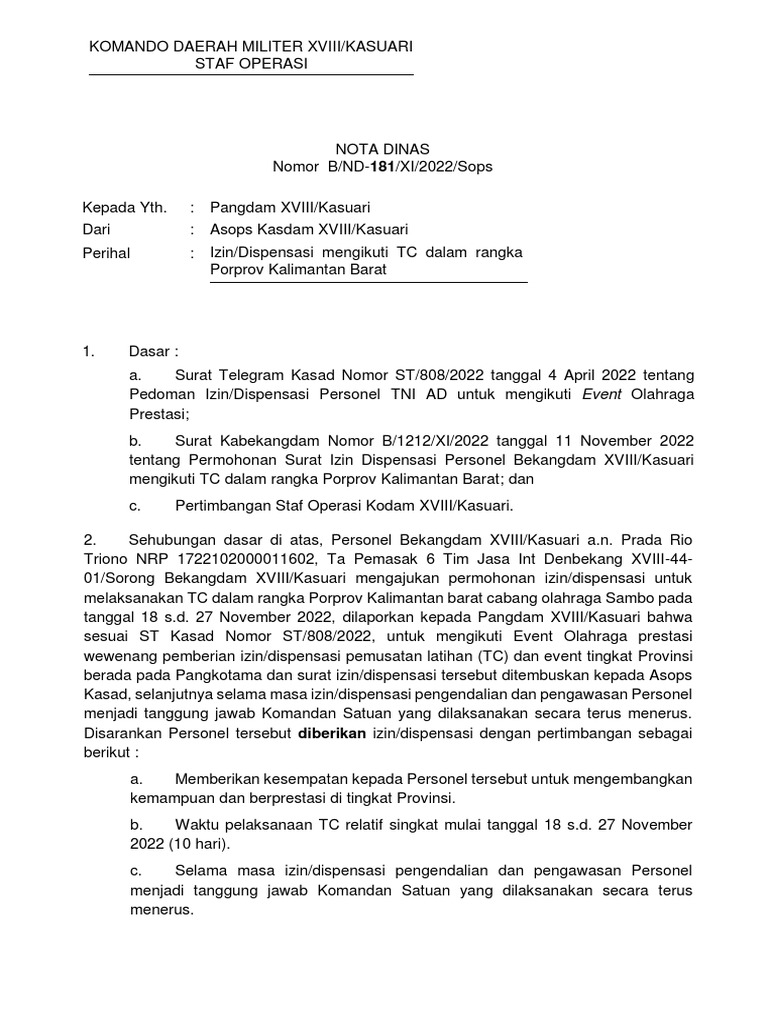 NODIS Izin TC Sambo | PDF | Sains & Matematika | Teknologi & Rekayasa