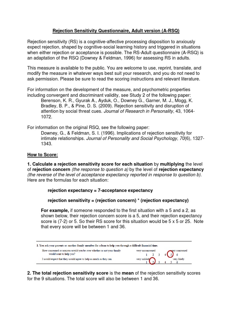 ARSQ Scoring 1 | PDF | Mean | Standard Deviation