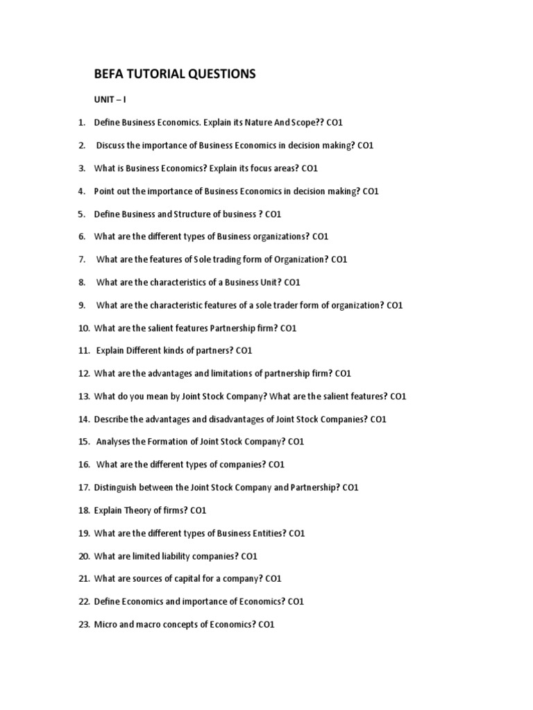 BEFA Important Questions | PDF | Demand | Perfect Competition