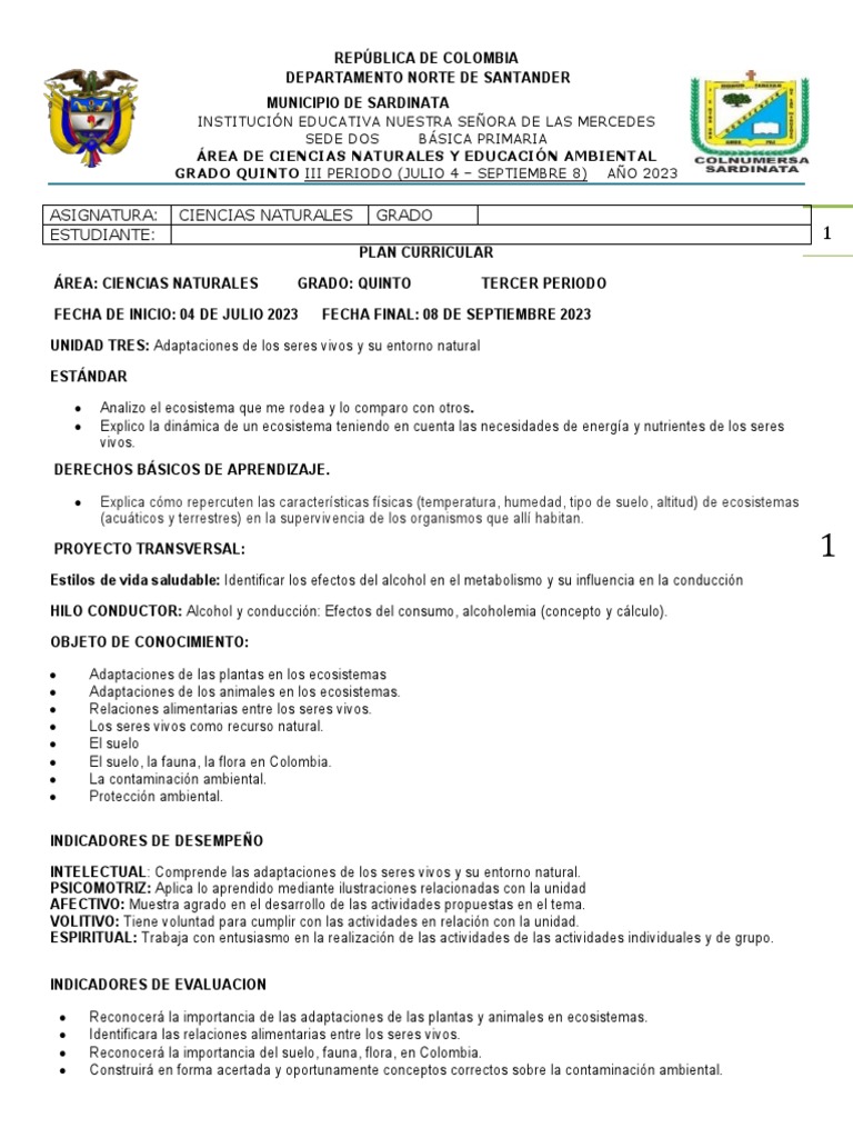 5° Ciencias Naturales Tercer Periodo | PDF | Suelo | Entorno natural