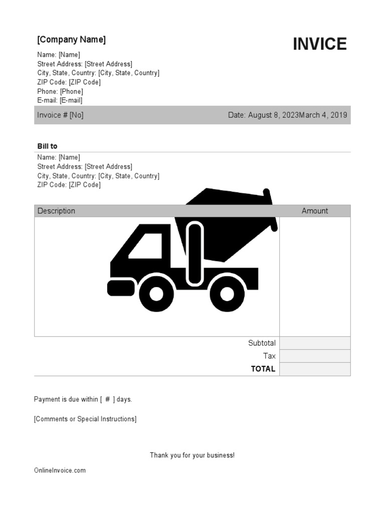 Concrete Invoice Template | PDF