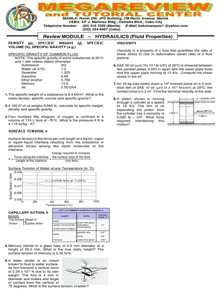 Fluid Properties and Calculations Guide | PDF | Surface Tension | Liquids