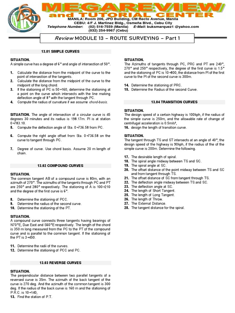 Review-Module-13-Surveying-2-Part 1 | PDF | Angle | Tangent