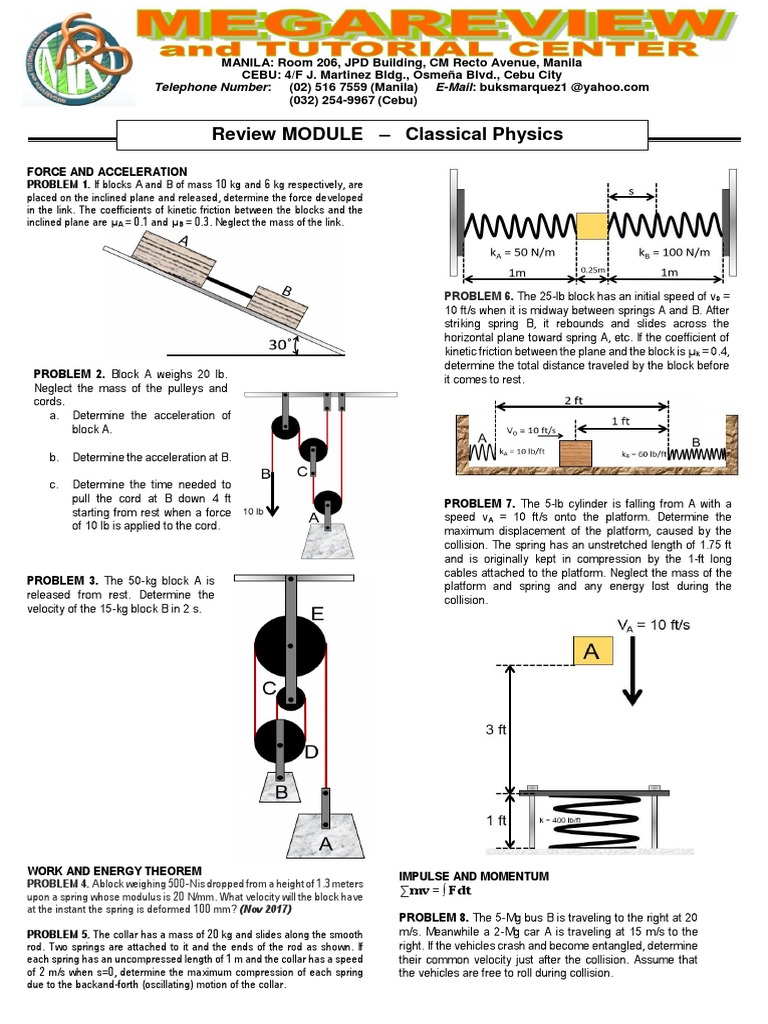 Review Module 11 Classical Physics Part 2 | PDF | Collision | Classical ...