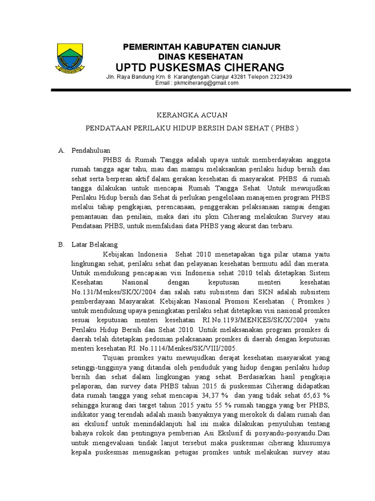 Kak Pendataan PHBS 2020 | PDF | Pengembangan Diri | Gaya Hidup