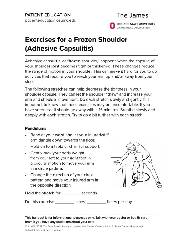 Exercisesfor Frozen Shoulder | PDF | Elbow | Anatomical Terms Of Motion