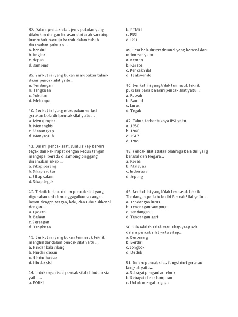 Soal Pencak Silat Print | PDF