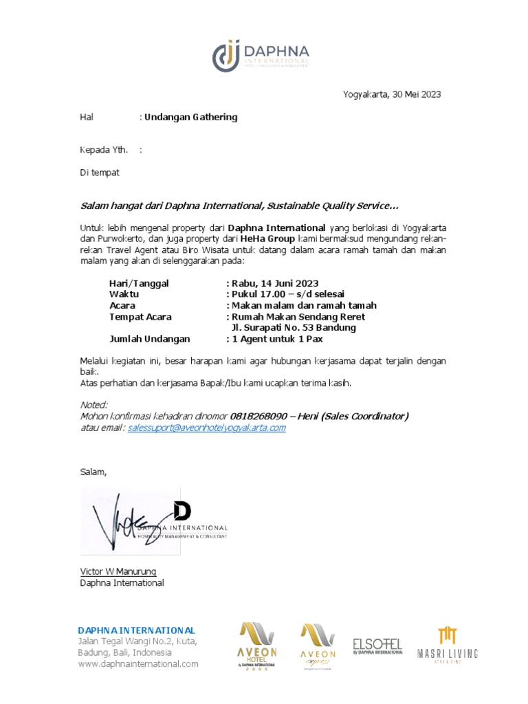 Undangan Travel Agent Gathering | PDF