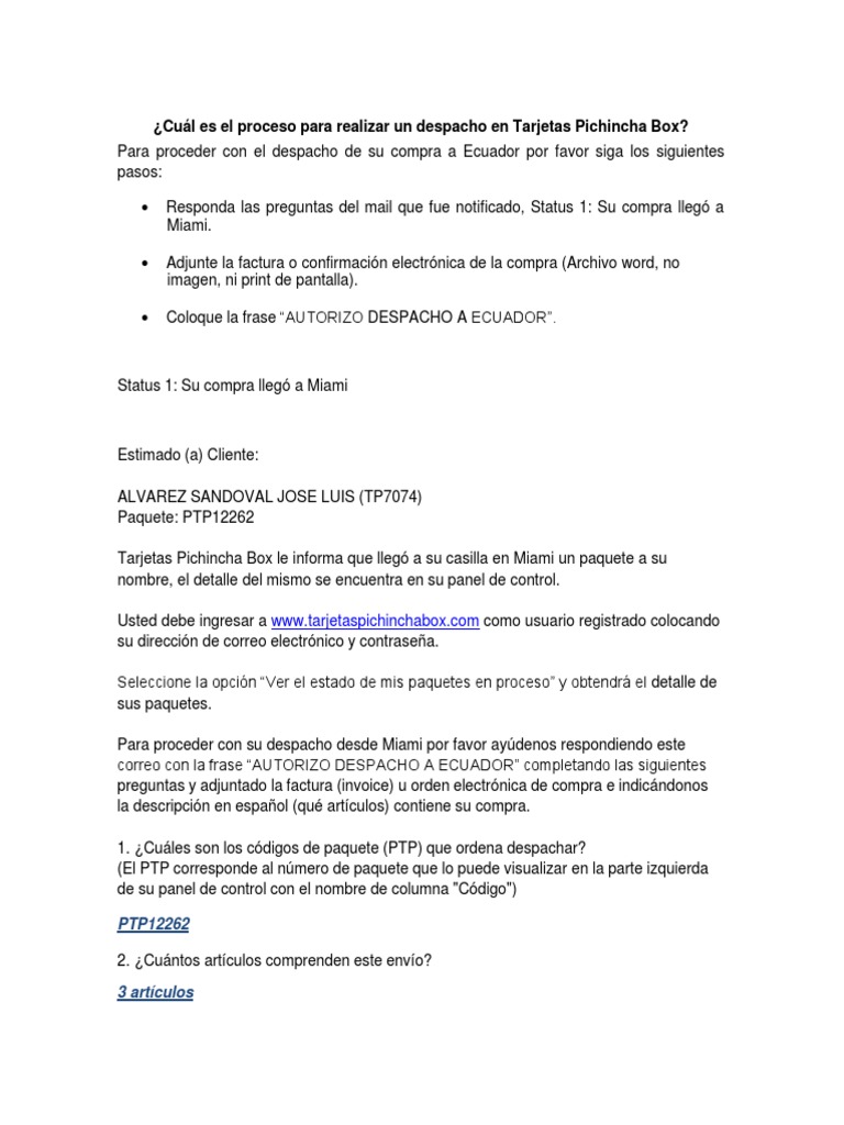 Cual Es El Proceso para Realizar Un Despacho en Tarjetas Pichincha Box ...