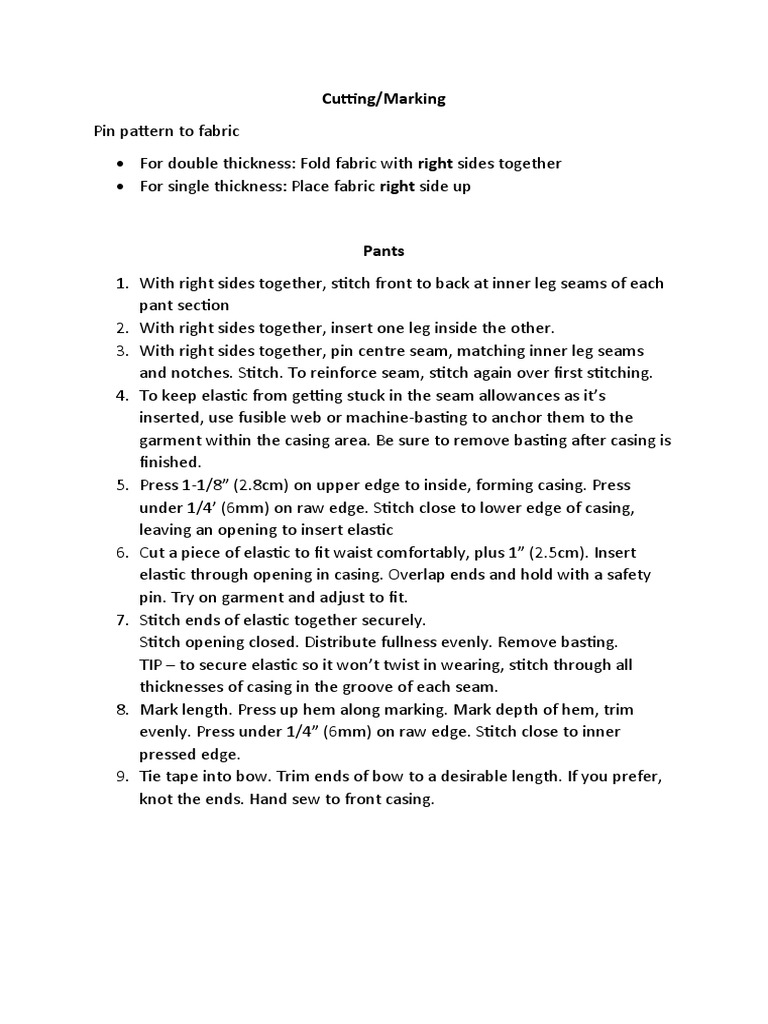PJ Pants Instructions PDF