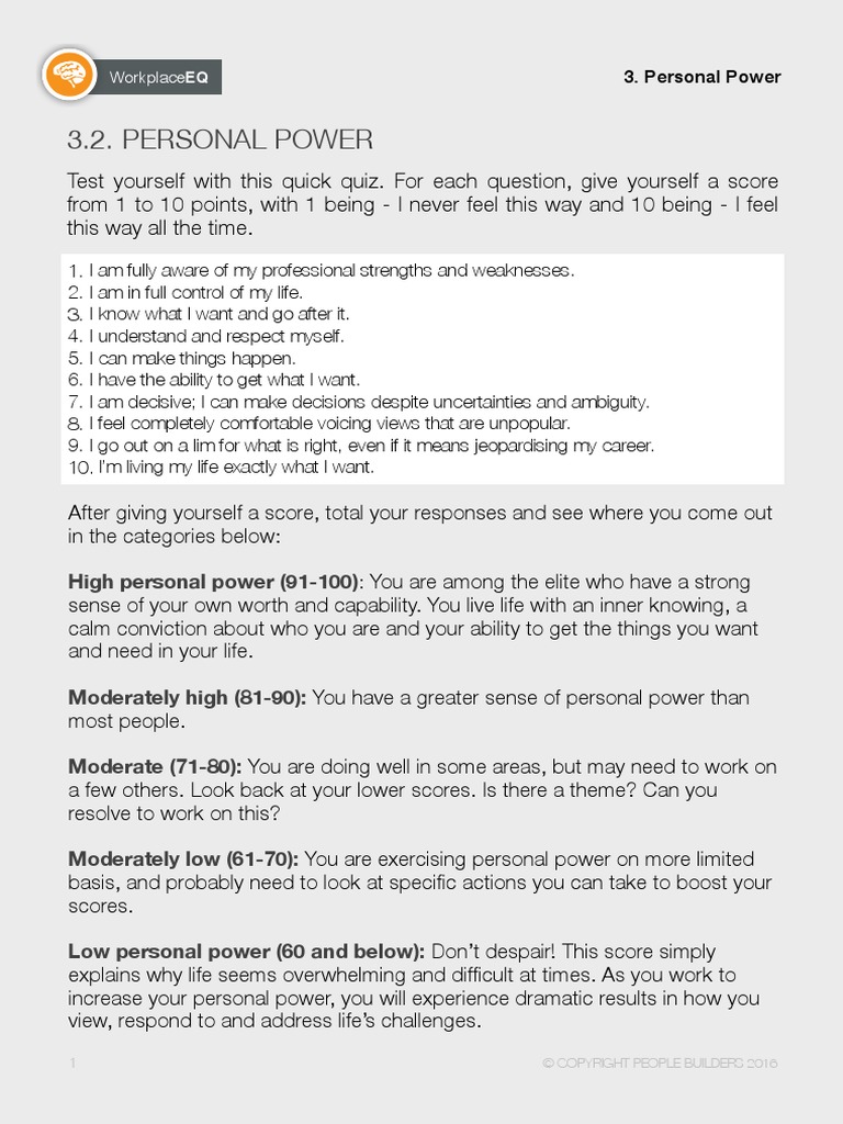 3.1. Personal Power Quiz | PDF