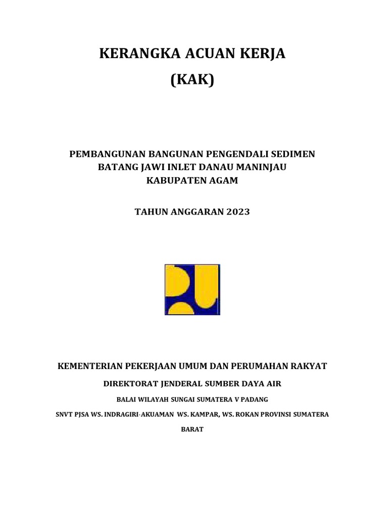KAK Pembangunan BPS Batang Jawi Inlet Danau Maninjau 2023 | PDF