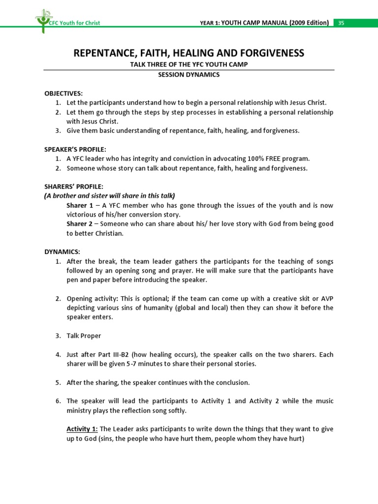 Talk 3 Outline | PDF | Forgiveness | Jesus