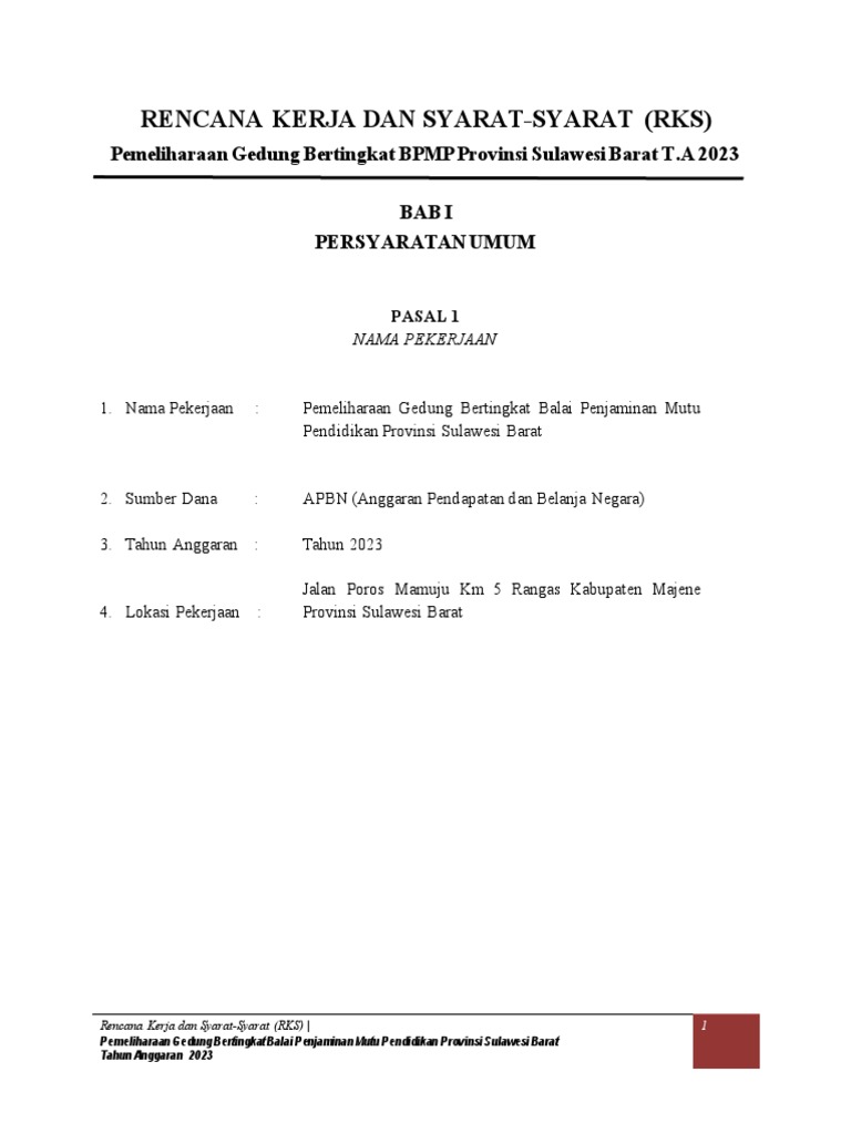 RKS PEMELIHARAAN GEDUNG 2023 - Rev2 | PDF