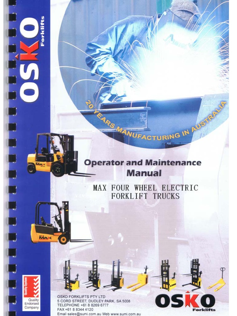 MAX Electrical Forklift Operator Manual - Jan 2007 | PDF