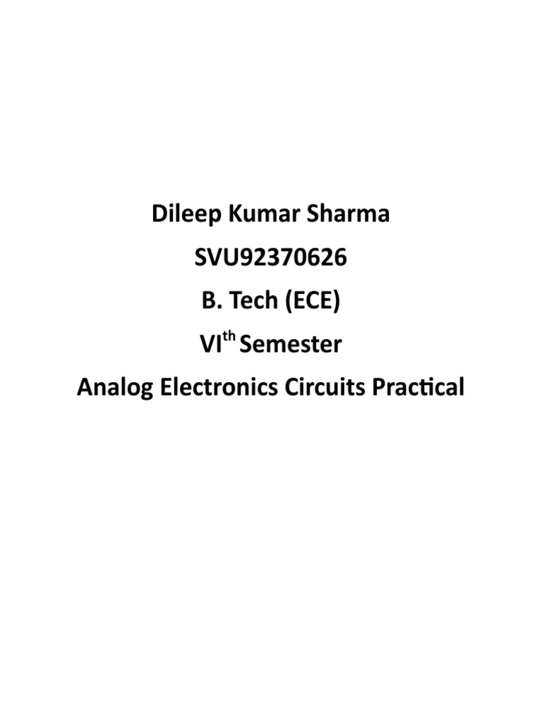 Analog Electronics Circuit | PDF | Operational Amplifier | Amplifier