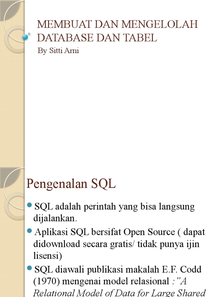 Materi 2 Membuat Dan Mengelolah Database Dan Tabel | PDF | Teknologi ...