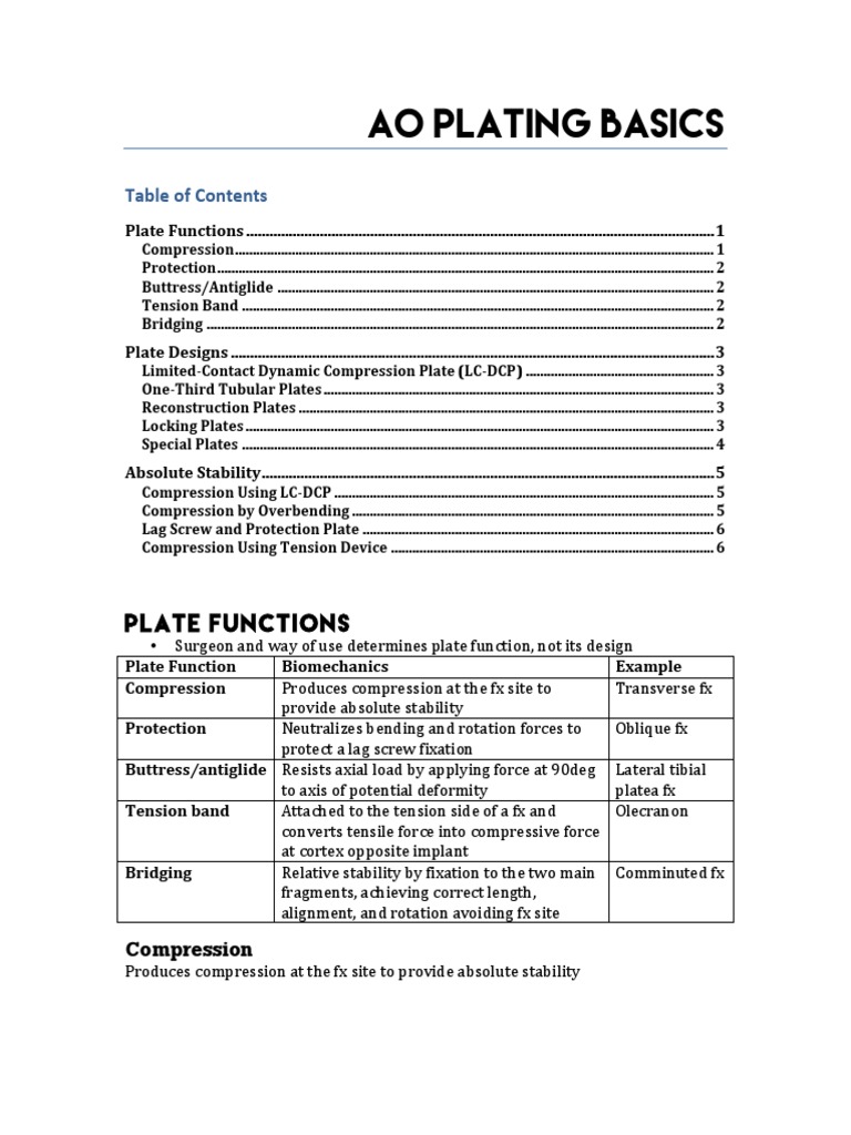 AO Plating Basics (Brief) | PDF | Stress (Mechanics) | Bending