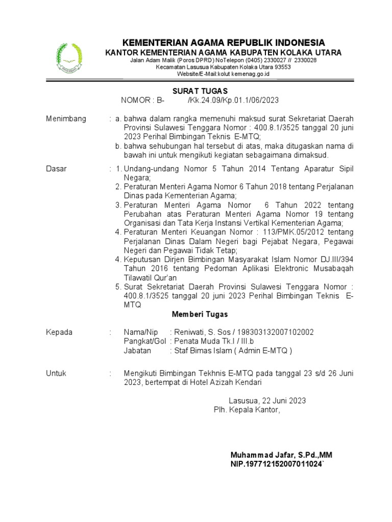 Surat Tugas 2023 | PDF